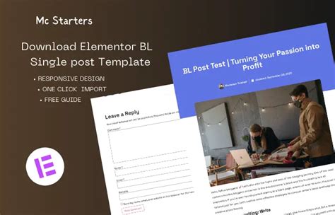 Download Elementor Bl Single Post Template Mc Starters