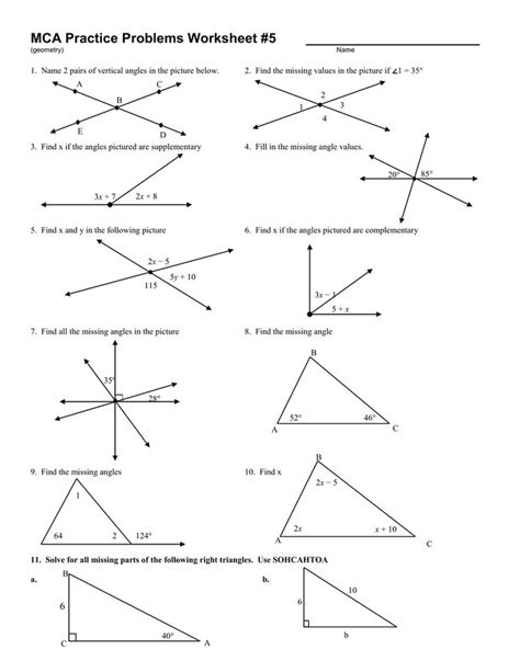 Find The Missing Angle Worksheet Angles Worksheet Finding Missing
