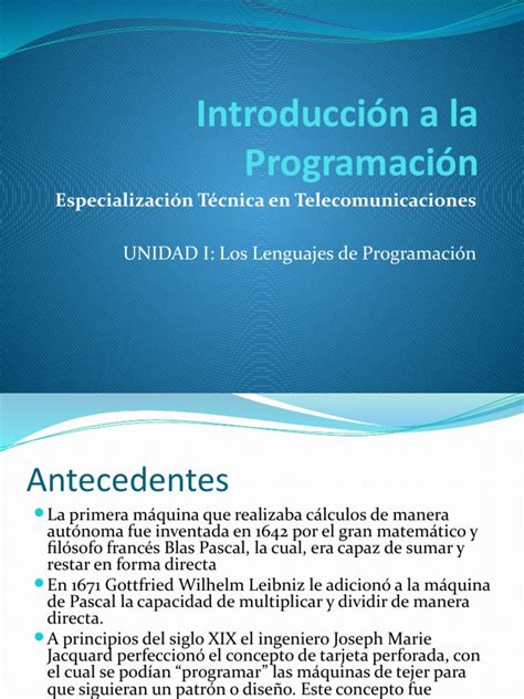 Introducción A La Programación Clase 1 Pdf Lenguaje De