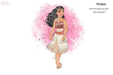 Moana Clipart Moana Princess Clip Art Watercolor Princess Etsy