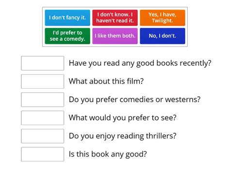 Match Questions With The Answers Match Up