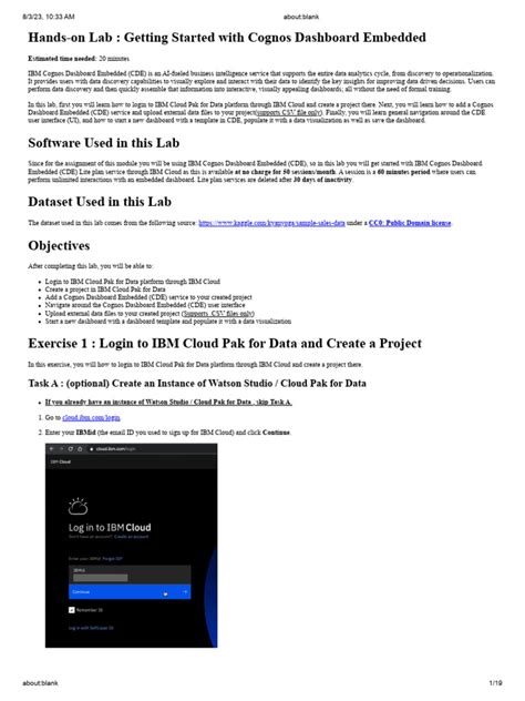 Hands On Lab 22 Getting Started With Cognos Dashboard Embedded Pdf Cloud Computing System
