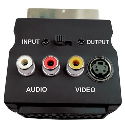 Switchable Scart Adaptor With Scart Plug Socket 3 Phono Rca Soc