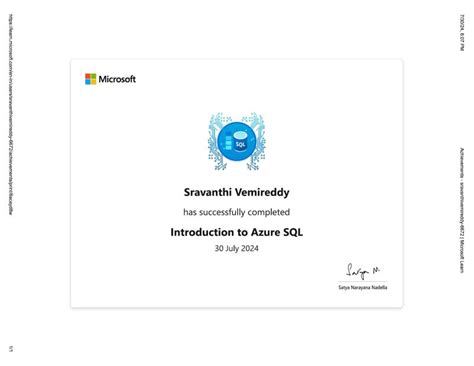 sravanthi vemireddy on linkedin completed introduction to azure sql