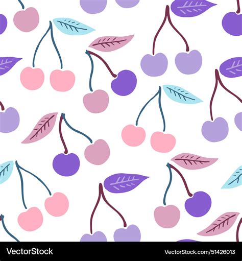 Cute Seamless Pattern With Simple Cherry Elements Vector Image