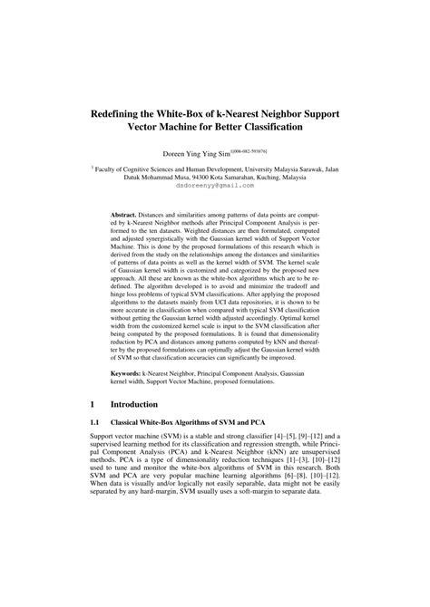 Pdf Redefining The White Box Of K Nearest Neighbor Support Vector