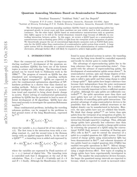 Pdf Quantum Annealing Machines Based On Semiconductor Nanostructures