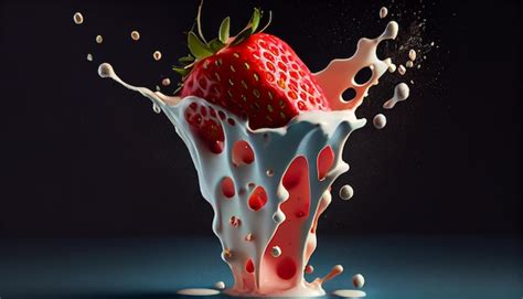 Premium Photo Strawberry Splashing Into A Cupgenerative Ai