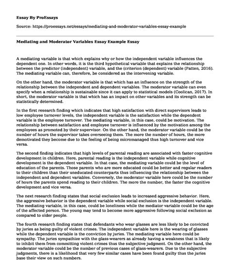 📚 Mediating And Moderator Variables Essay Example Free Essay Term