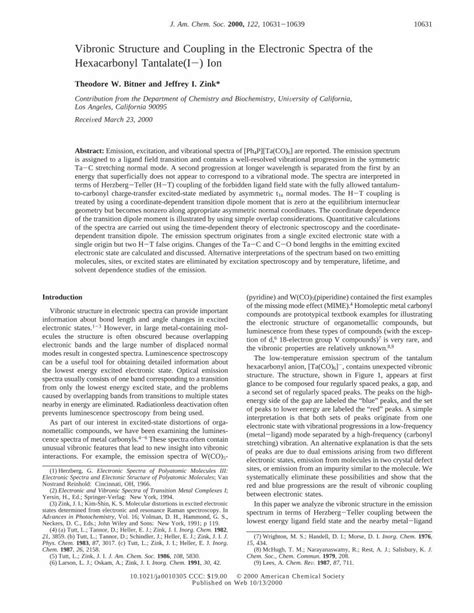 Pdf Vibronic Structure And Coupling In The Electronic Spectra Of The