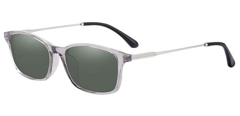 Mira Rectangle Progressive Sunglasses Gray Frame With Green Lenses