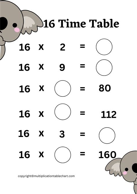 Printable 16 Multiplication Table Worksheet Multiplication Table