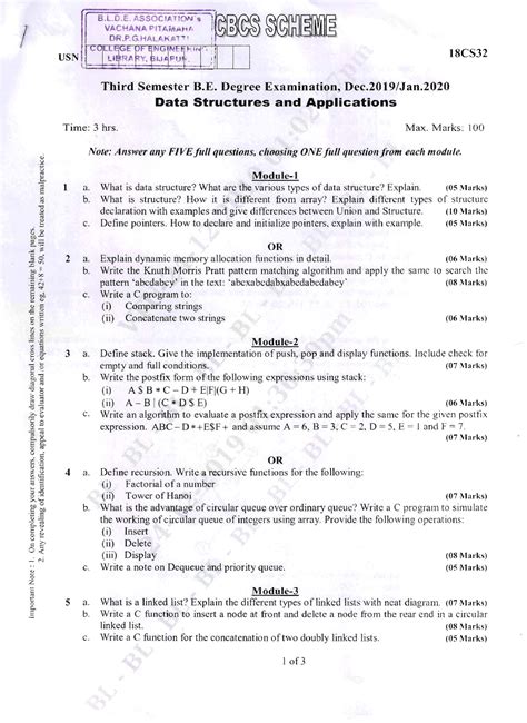 18CS32 3rd Semester CS DEC 3rd Sem Cse Studocu
