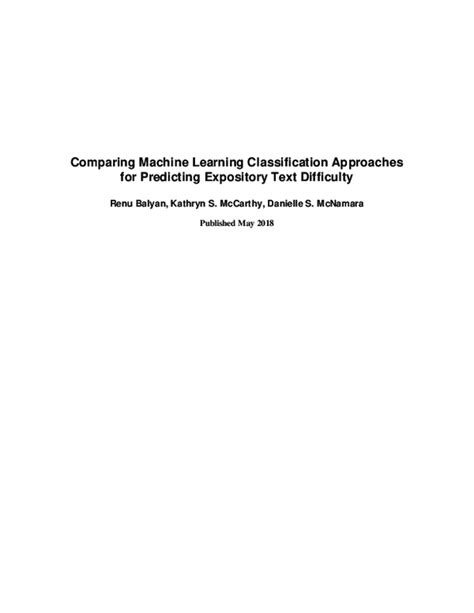 Pdf Comparing Machine Learning Classification Approaches For