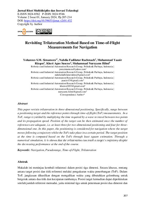 Pdf Revisiting Trilateration Method Based On Time Of Flight Measurements For Navigation