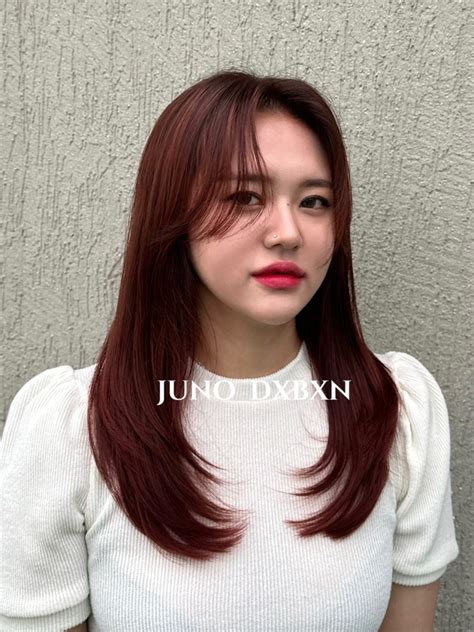 [다빈t]레드와인컬러 C컬펌 레이어드컷 건대미용실 준오헤어 네이버 블로그