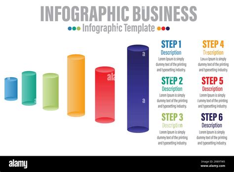 Infographic Chart Concept For Slide Presentation With 6 Point List And Vertical Bar Tube For