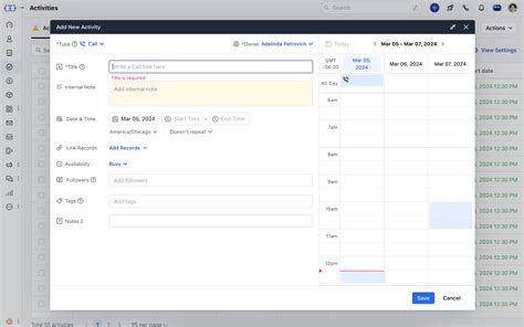 Creating Activity Salesmate