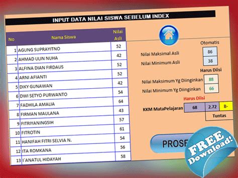 Aplikasi Konversi Nilai Ulangan Siswa Format Excel File File Guru