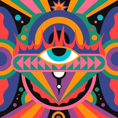 Premium Vector Psychedelic Background Poster Vector Illustration