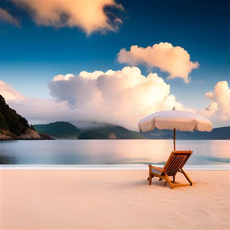Deck Chair At The Beach Generative Ai Stock Illustration