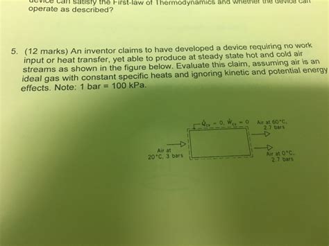 Solved An Inventor Claims To Have Developed A Device Chegg Com