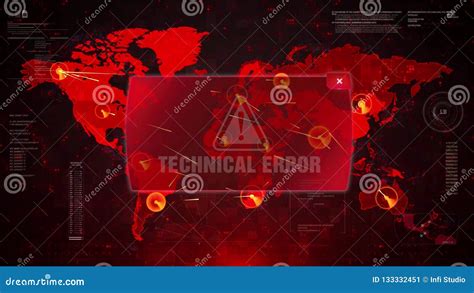 Technical Error Alert Warning Attack On Screen World Map Loop Motion