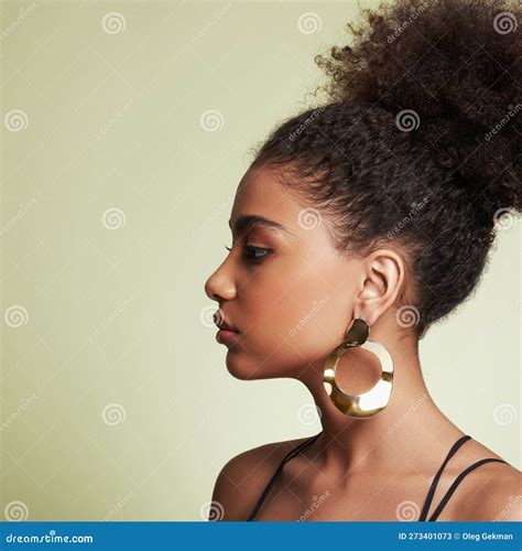 Beauty Portrait Of African American Girl With Afro Hair Stock Image