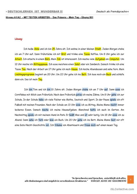 A1 A2 MIT TEXTEN ARBEITEN Das Pr Deutsch DAF Arbeitsblätter pdf doc