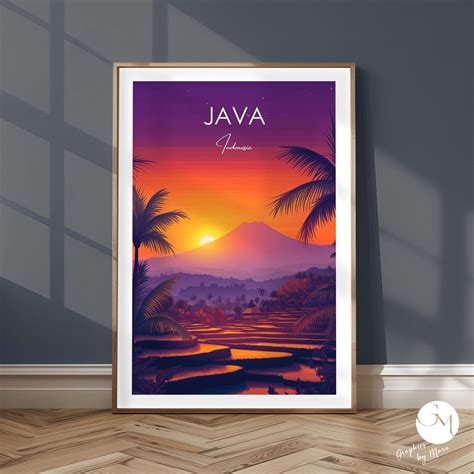 Java Poster Indonesia Tropical Landscape And Volcanic Landscape