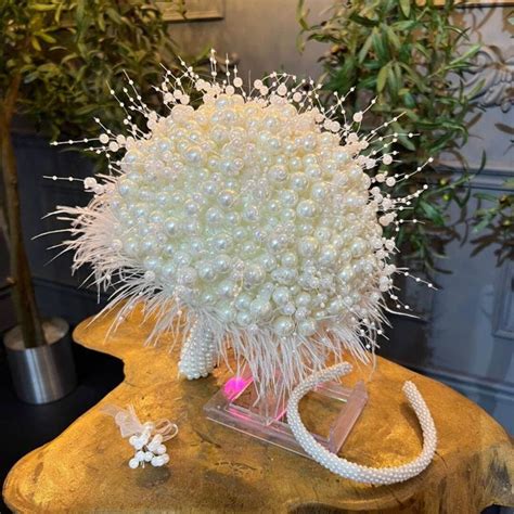 Pearl Wedding Bouquet Pearl Bridal Bouquet Pearl Bride Bouquet Pearl