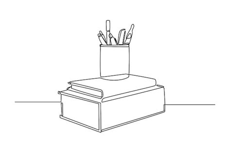 Premium Vector Simple Continuous One Line Drawing Of School Equipment
