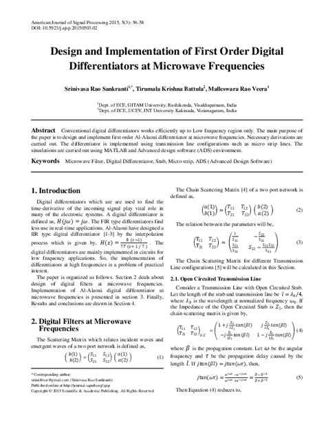 Pdf Design And Implementation Of First Order Digital Differentiators