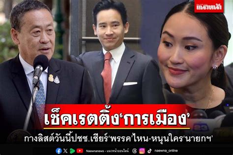 การเมือง เช็คเรตติ้ง‘การเมืองนิด้าโพลกางลิสต์วันนี้ปชชเชียร์‘พรรค
