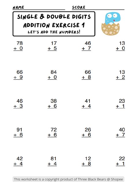 1and2 Digits Addition Pdf
