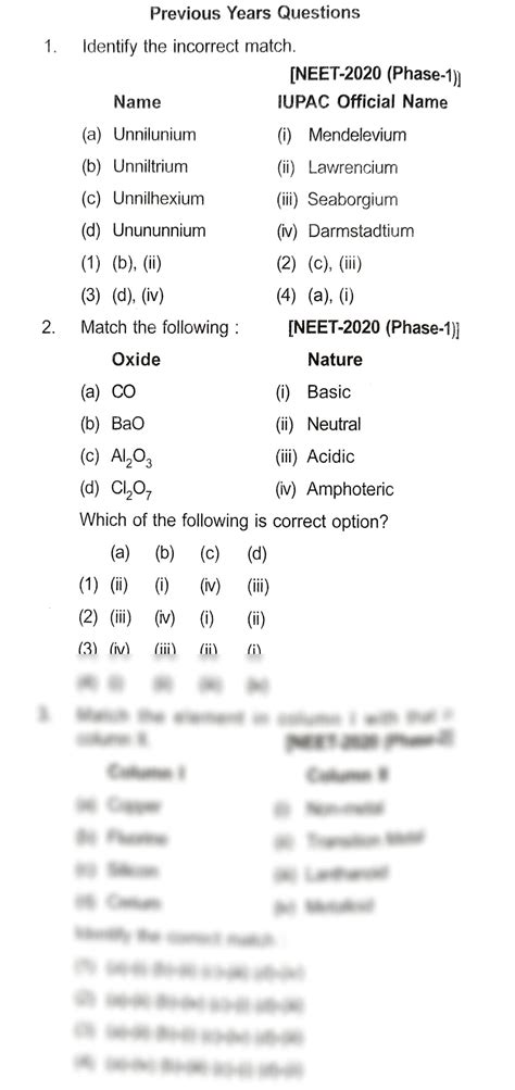 Solution Pyqs Of Neet Of Classification Of Elements And Periodicity
