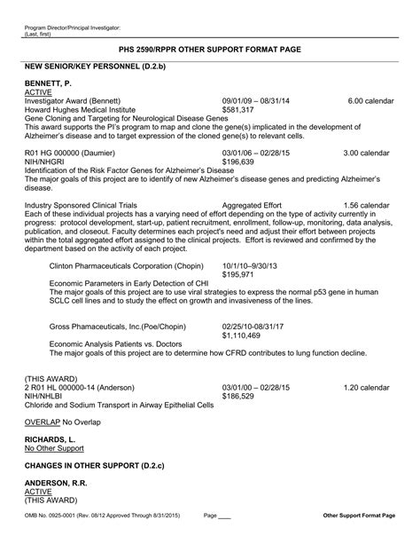 Dod Other Support Template