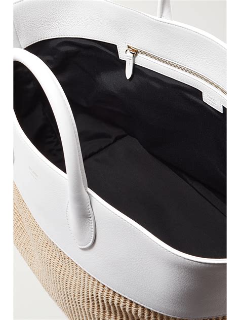 Khaite Amelia Medium Raffia And Leather Tote In White Modesens
