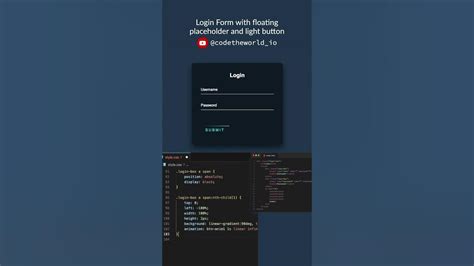 Login Form With Floating Placeholder And Light Button Programming Css Html Login Form Youtube