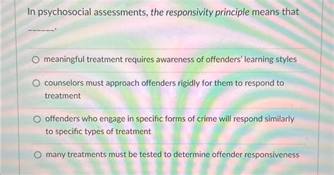 solved in psychosocial assessments the responsivity