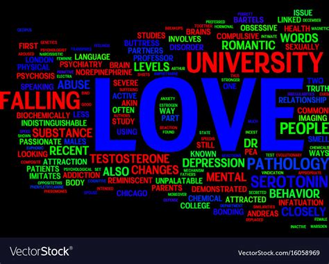 pathology of love text background word cloud vector image