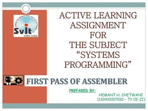 First Pass Of Assembler Pptx