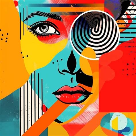 Premium Ai Image Abstract Woman Face On Colorful Background With Geometric Elements Vector