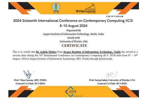 Served As A Session Chair During The 16th International Conference On Contemporary Computing