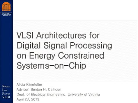 Pdf Vlsi Architectures For Digital Signal Processing On Energy
