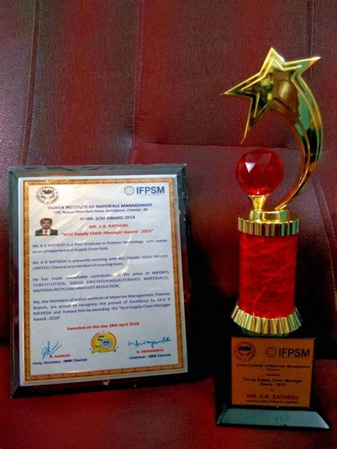 Rathesh Kr On Linkedin Achievement Best Supply Chain Manager