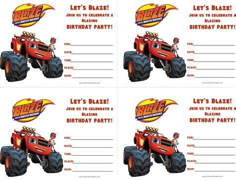 Download Blaze Monster Machine Birthday Invitation