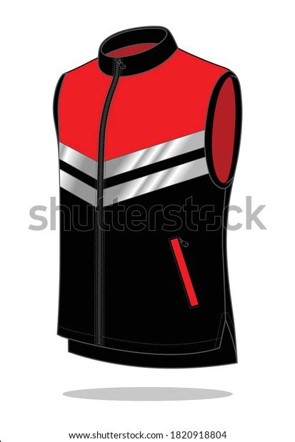Biker Vest Design Redblack Double Reflective Stock Vector Royalty Free