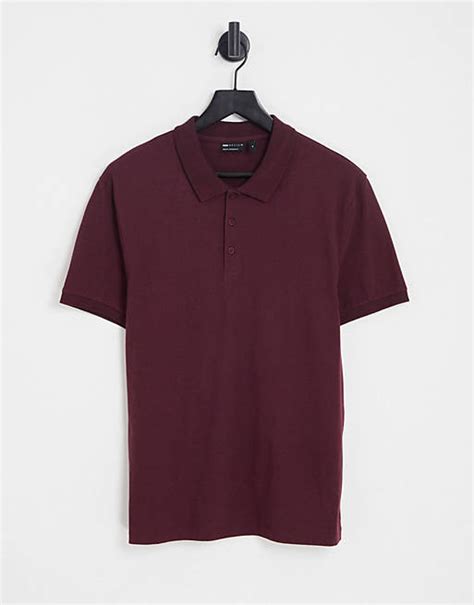 Asos Design Jersey Polo In Burgundy Asos