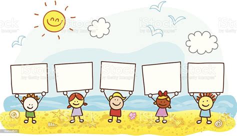 행복함 보그다 프렌즈 쥠 배너입니다 At 여름 해변 말풍선이 있는 일러스트 규칙에 대한 스톡 벡터 아트 및 기타 이미지 규칙